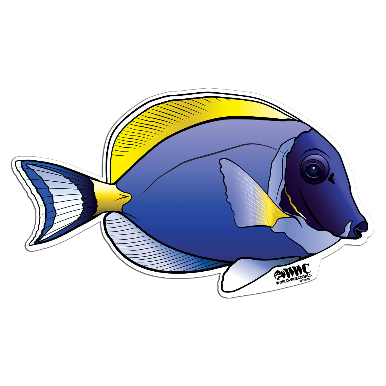 Powder Blue Tang Sticker | World Wide Corals